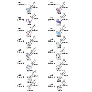 Lsnevsie Nose Rings Studs for Women 18G 316L Surgical Stainless Steel Straight Silver Opal Hypoallergenic Nose Nostril Stud Ring Pin Bone Body Piercing Jewelry for Men Diamond CZ 1.5mm 2mm 2.5mm 3mm