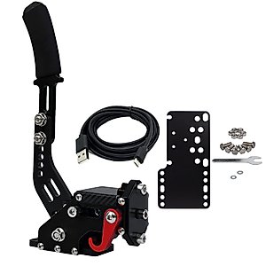 64Bit USB Handbrake SIM For XBOX ONE Racing Games Compatible with G920 FANATECOSW Dirt Rally Without Clamp With Black Stainless Steel Fixed Plate (Black-With Black Stainless Steel Fixed Plate)