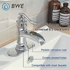 BWE 6 Inch Bathroom Vessel Vanity Sink Faucet 4" Hole Cover Deck Plate Escutcheon Chrome