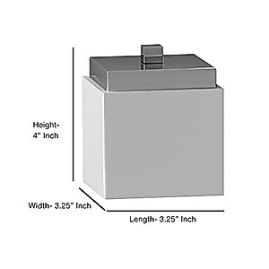 nu steel PURE1H Pure Bathroom Vanity Countertop Storage Organizer Canister Jar for Cotton Swabs, Rounds, Balls, Makeup Sponges,Bath Salts-Ceramic/Metal Trim, White