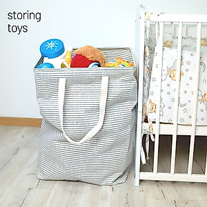 Clever Hut Collapsible Large Laundry Hamper with Easy Carry Handles - 2 Pack 72L Hampers For Laundry Freestanding Waterproof Extra Large Basket For Clothes, Toys With Long Thick Handles, Grey