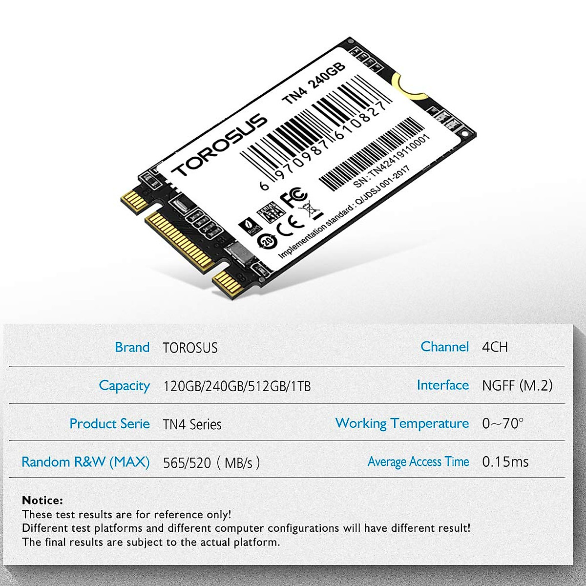 TOROSUS M.2 NGFF 22 * 42mm M.2 2242 240GB Solid State Drive Disk for Desktop PCs and MacPro