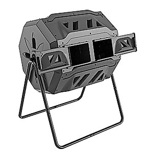 Garden Compost Bin from BPA Free Material, Dual Rotating Outdoor Composting Tumblers (43 Gallon,Black)