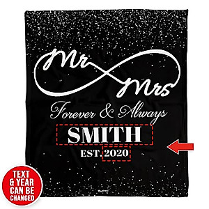 TOYSHEA Personalized Throw Blanket Mr Mrs Forever Always Custom Blanket Couple for Family Husband Wife Gifts Wedding Anniversary Valentine's Day Birthday Christmas