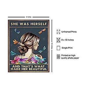 Inspirational Positive Quotes Wall Art & Decor - Encouragement Gifts for Women, Teens, Girls - Motivational Sayings Posters - Dragonfly Boho Decor - Hippie Bohemian Decor - Positive Affirmations