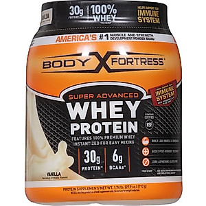 Body Fortress Super Advanced Whey Protein Powder, Vanilla, Immune Support (1), Vitamins C & D Plus Zinc, 1.74 lbs