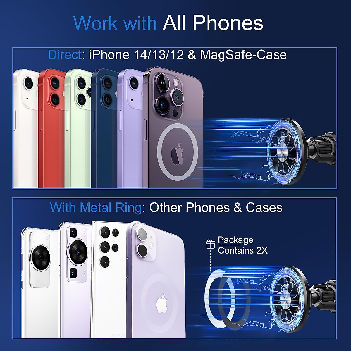 Magnetic Phone Holder for Car [20 Powerful Magnets], Hands-Free Magsafe Car Mount for Air Vent, Cell Phone Vehicle Mount, Mobile Stand for Car, Fit for iPhone All Phone Smartphone