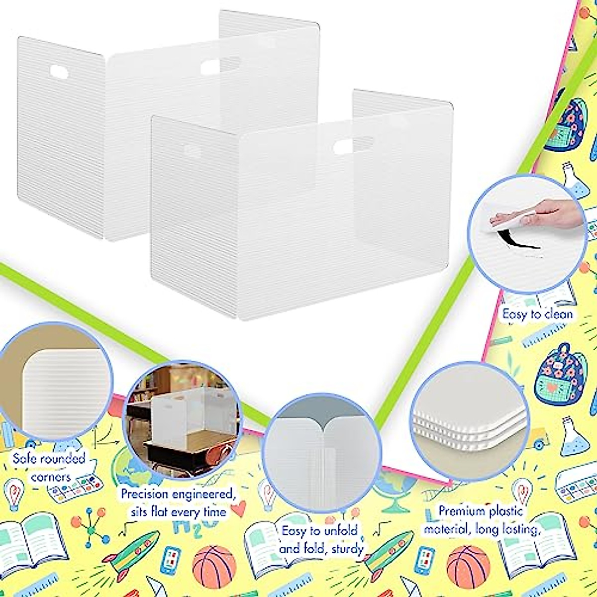 16 Pcs Plastic Privacy Boards for Student 14 x 17.5 x 14 Inch Desks Boards Folders Shields Test Desk Dividers Durable and Waterproof Classroom Privacy Boards for School Study Teacher Supplies