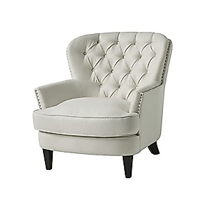 Christopher Knight Home Tafton Fabric Club Chair, Ivory 35.25D x 33W x 33.75H in