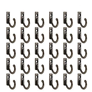 Morobor Wall Mounted Zinc Alloy Hooks, 30Pcs Mini Vintage Single Coat Hanger, Single Prong Hooks, Rustic Hooks with Screws, Wall Mounted Hooks for Hanging Towel Key Hat Necklace Spoon, Bronze