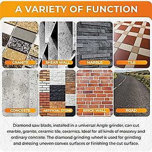 VARENO Diamond Concrete Grinding Wheel 5 inch for Polishing and Cleaning Stone Concrete Surface, Cement, Marble, Rock, Granite, and Thinset Removing, Angle Grinder Wheels Cup