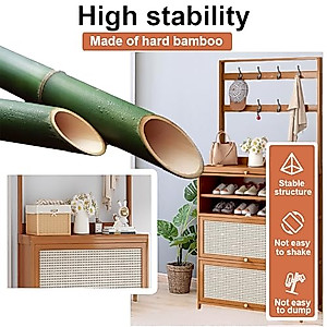 CKOUFB Shoe Cabinet With 8 Hooks And Adjustable Shelves Multifunctional Shoe Rack Storage Cabinet (Size : 80cm/31in)