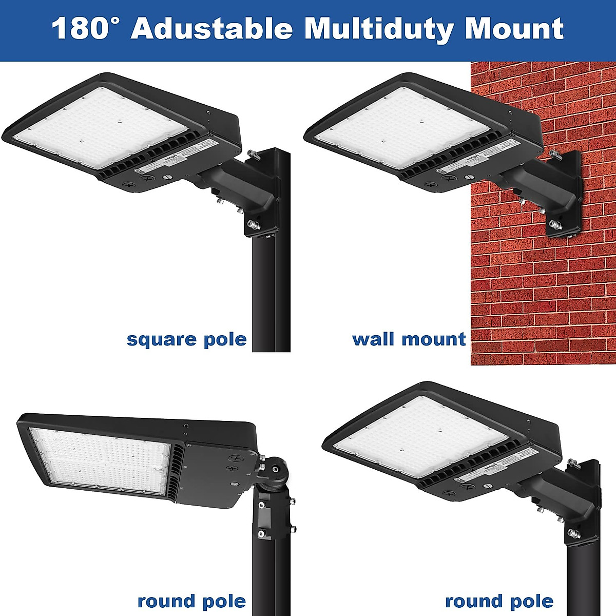 42000Lm LED Parking Lot Lights 300W LED Shoebox Light with Photocell, 5700K Outdoor Commercial Area Lighting, 1000W Metal Halide Equivalent, Dusk to Dawn Led Street Pole Light - Slip Fitter, UL-Listed