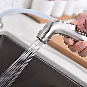 SHACO Stainless Steel Kitchen Faucet with Side Sprayer, Brushed Nickel Faucet for Kitchen Sinks 3 Hole or 4 Hole, 2 Handle High Arc RV Kitchen Faucet with Pull Out Sprayer