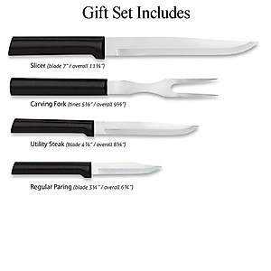 Rada Cutlery Prepare Then Carve Carving Knife Gift Set – Stainless Steel Blades With Black Stainless Steel Resin Handles