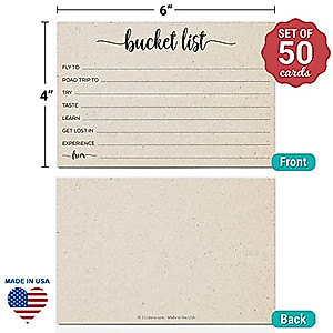 321Done Bucket List Suggestion Cards (50 4" x 6" Cards - Tan) - Fun Party Game Activity Guestbook for Wedding, Bridal, Graduation, Retirement, Anniversary, Birthday - Ad Lib Prompts - Made in the USA