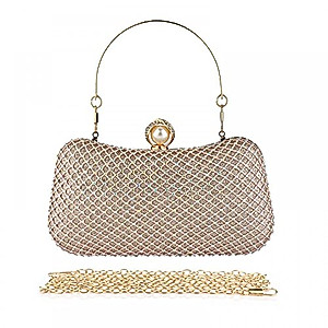 EROUGE Women Evening Clutch Purses Rhinestone Bridal Crystal Evening Handbag for Formal (Rose gold)