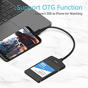 Unitek USB C Hard Drive Adapter, USB Type-C 3.1 to SATA III Hard Drive Converter Cable for 2.5 inch SATA HDD/SSD Hard Disk, Solid State Drives Connector, Support UASP