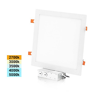 Vtuik 4 Pack 11 inch 24W Dimmable Square LED Recessed Lighting with Junction Box, 1920lm/CRI85 Ultra Thin LED Can Light 5CCT 2700K-5000K Adjustable with a Simple Switch IC Rated,ETL Certified
