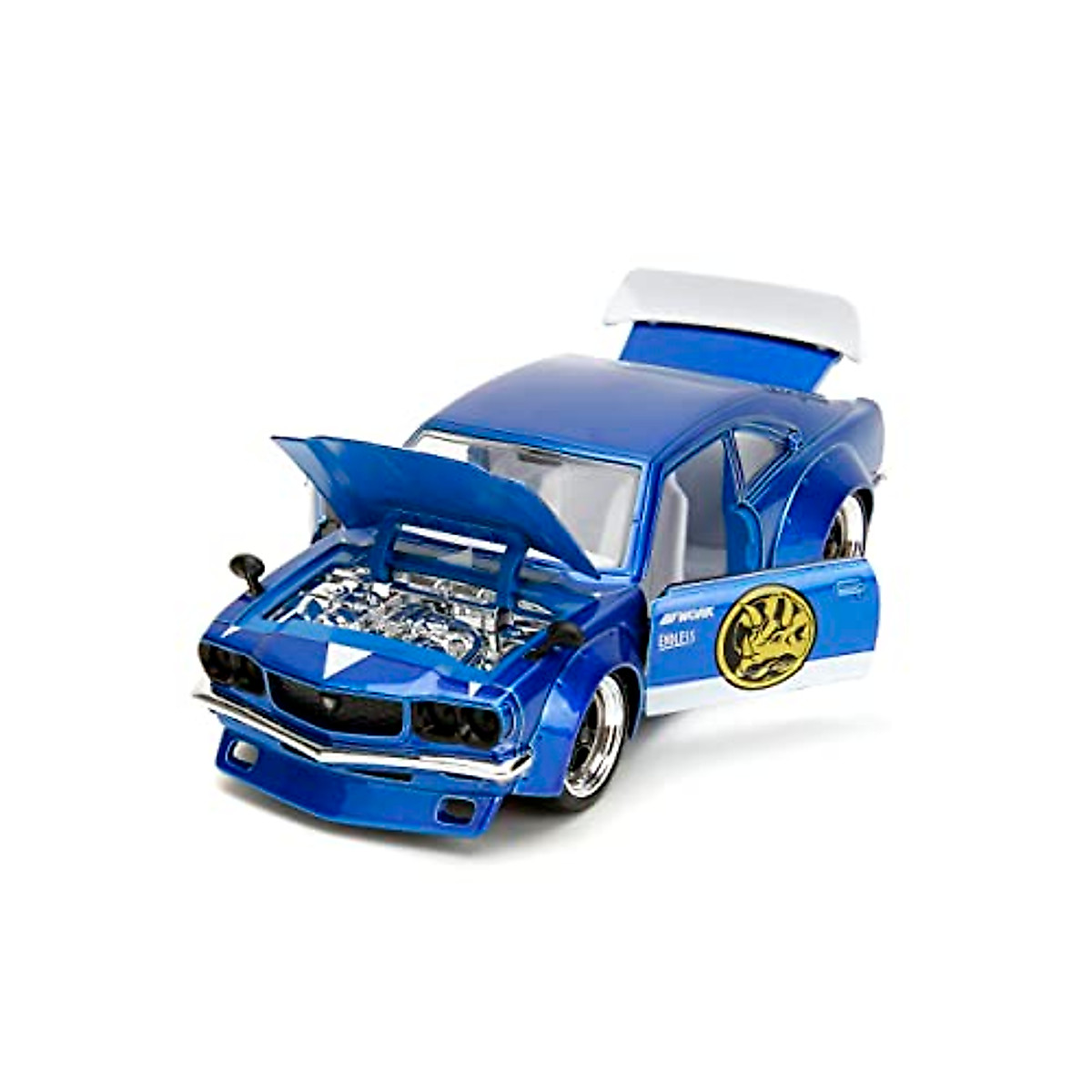 Power Ranges 1:24 1974 Mazda RX-3 Die-Cast Car & 2.75" Blue Ranger Figure, Toys for Kids and Adults