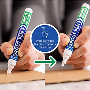 Grout Pen White Tile Paint Marker: Waterproof Grout Paint, Tile Grout Colorant and Sealer Pen - White, Wide 15mm Tip (20mL)