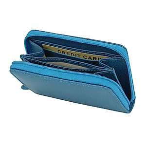 Laurige Small Wallet, Genuine Leather, 4.5 x 3.375 x 0.75 inches, Turquoise (G437.05)