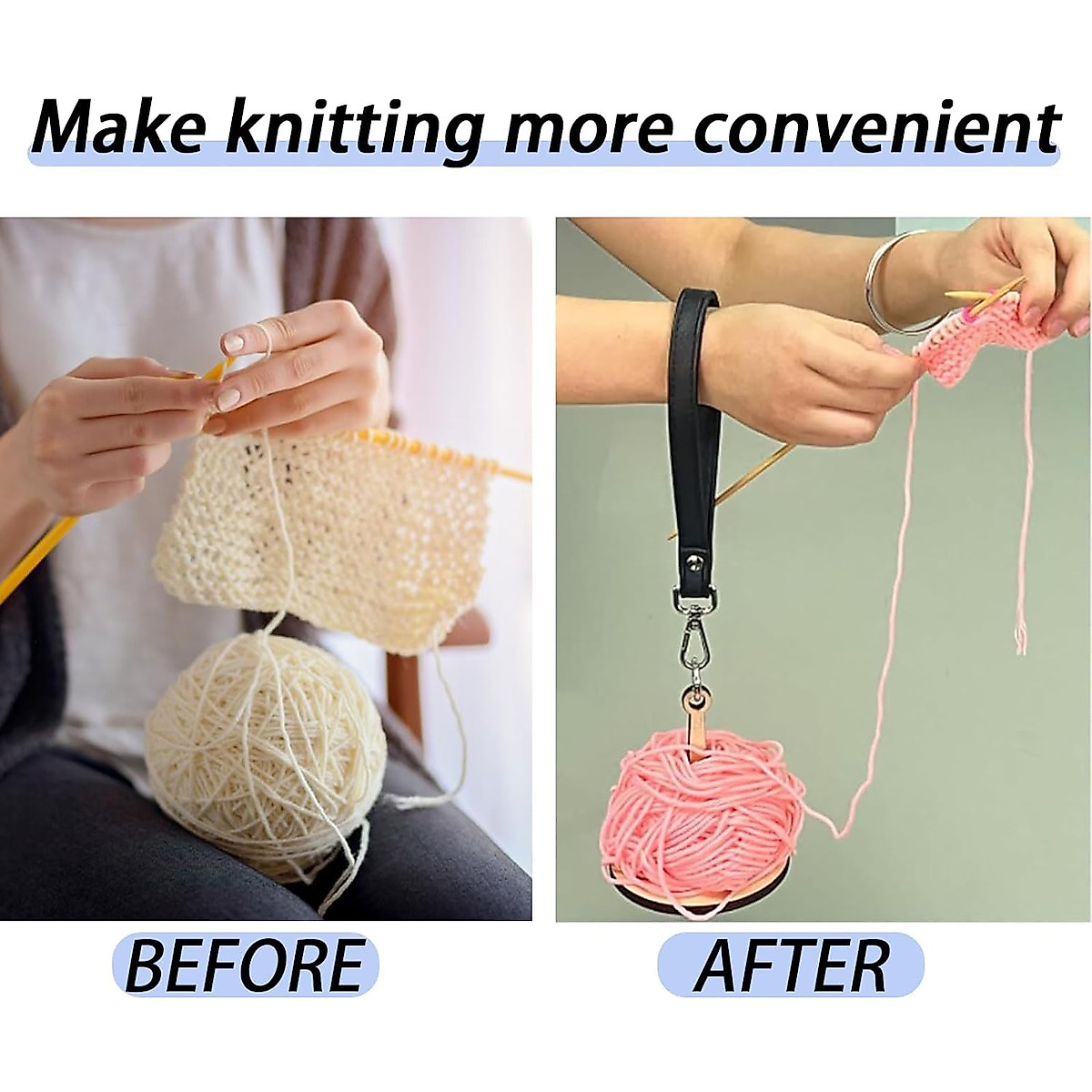 Yarn Holder, Portable Wrist Yarn Holder, Yarn Holder for Crocheting, Wrist Yarn Holder with Wrist Strap, Yarn Ball Holder, Yarn Spinner, Wood Crochet Yarn Holder, Yarn Storage for travel (loving heart)