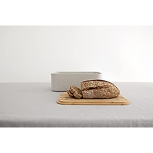 Bodum 11740-01 Bistro Bread Box Small Bread Box, Plastic, Wood, White, 19.39 x 29.4 x 10.7 cm