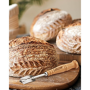 Lorzon Bread Lame with Storage Box, Sourdough Scoring Tool with 10 Razor Blades and Cut-Proof Finger Sleeves, Scoring Knife for Bread Baking