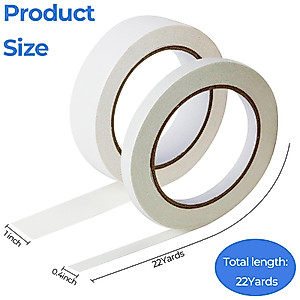 PLANTIONAL 2 Rolls Double-Sided Sticky Fabric Tape, 2/5" x 54.6 Yd & 1" x 54.6 Yd Hem Tape for No Sew, No Iron Hemming, Perfect for Pants, Crafts, and DIY Projects