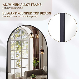 Koonmi Arched Full Length Mirror, 58"x18" Black Mirror Full Length, Standing Hanging or Leaning Full Body Mirror with Aluminum Alloy Frame for Living Room and Bedroom