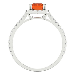 Clara Pucci 2.08 ct Emerald Cut Personalized Engraving Halo Simulated Ruby Designer Solitaire Statement Ring 18K White Gold Size 10.5