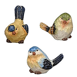 TERESA'S COLLECTIONS Birds Decor Figurines, Set of 3 Funny Bird Garden Statues Outdoor Decors Resin Lawn Ornaments for Home Indoor Outside Yard Art Patio Porch Window Fall Decoration