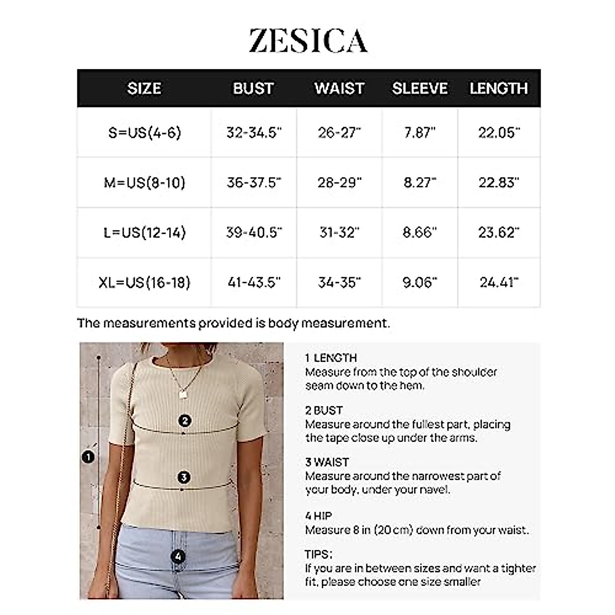 ZESICA Women's Short Sleeve Crewneck Ribbed Knit Slim Fit T Shirt 2023 Summer Casual Solid Color Tee Tops,Almond,Small