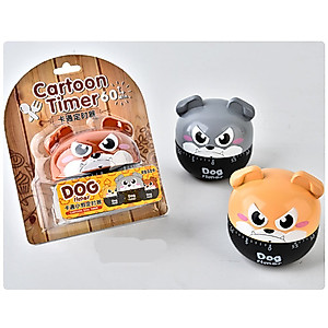 Cute Cartoon Dog Machinery Timers 60 Minutes Mechanical Kitchen Cooking Timer Clock Loud Alarm Counters Manual Timer Mini Size Kitchen Utensil (Brown)