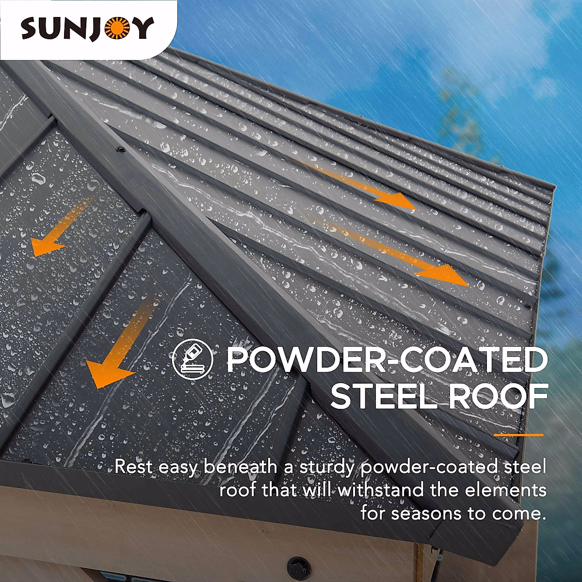 Sunjoy 11 x 11 ft. Hardtop Gazebo Cedar Wood Framed Hot Tub Gazebo with Steel and Polycarbonate Hardtop and bar Shelf, Matte Black by SummerCove