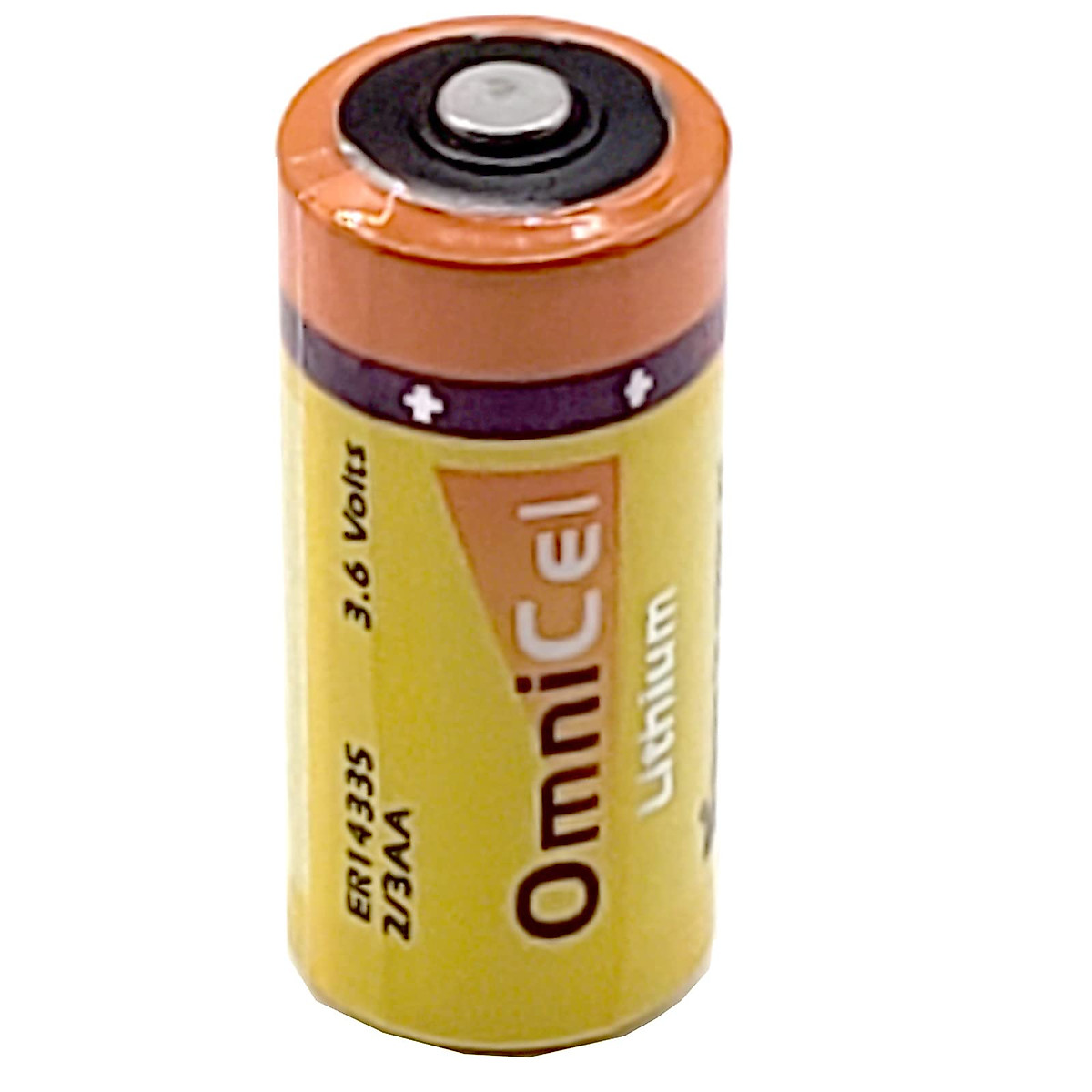 6x OmniCel ER14335 3.6V 1.65Ah 2/3AA Lithium Button Top Battery For Smoke Alarms, Carbon Monoxide Detectors, Intrusion Sensors, Invisible Fencing, Emergency Backup, Data Collection, AMR Add-ons