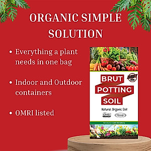 Brut Organic Potting Soil – 1 CF – Everything Your Plants Need in one Bag. Indoor and Outdoor Container Plants. 2 Pack