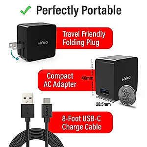 Nyko Switch Power Kit - Portable AC Adapter for Nintendo Switch, Switch Lite, and OLED Switch - Charger Cable and Power Cord, Detachable, Compact, High-Speed, AC Adapter