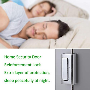 Home Security Door Lock, 2 Pack Child Proof Door Reinforcement Lock with Screws for Inward Swinging Door, Double Safety Security Protection for Your Home