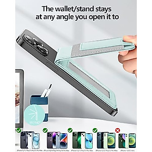 Miroddi MagSafe Wallet for Phone, iPhone Wallet with Stand, Leather Magnetic Wallet Cards Holder, Magnetic Wallet for iPhone 16/15/14/13/12 Series, Open ID Window, Fits 10 Cards, Green