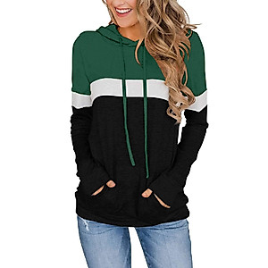 Womens Tops Long Sleeve Shirts Fall Sweatshirts Lightweight Sweaters Sports Hoodies Fashion Outfits Clothes Ladies Casual Tunics Loose Fitting Tees Blouses Green Black Medium