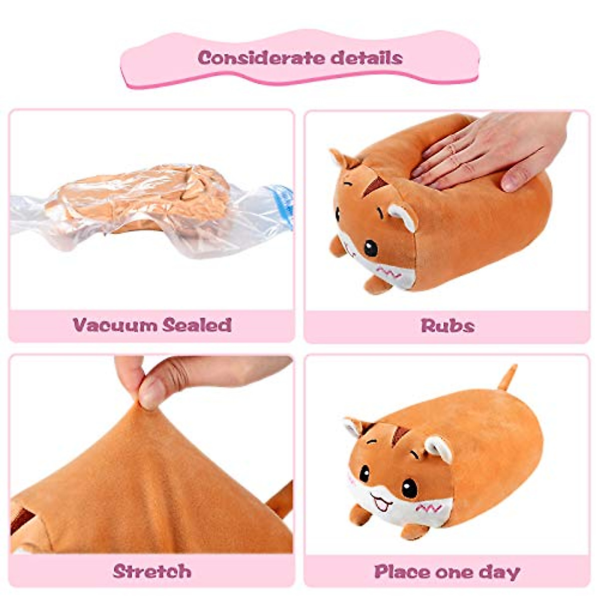 Skylety Plush Toys Set, 4 Pieces Cute Panda/Pig/Squirrel/Cat Stuffed Animal Toy Decoration Cuddly Plush Pillows Hugging Pillow Kawaii Plush Toy Comfortable Cushion Toy Gifts for Valentine, Birthday