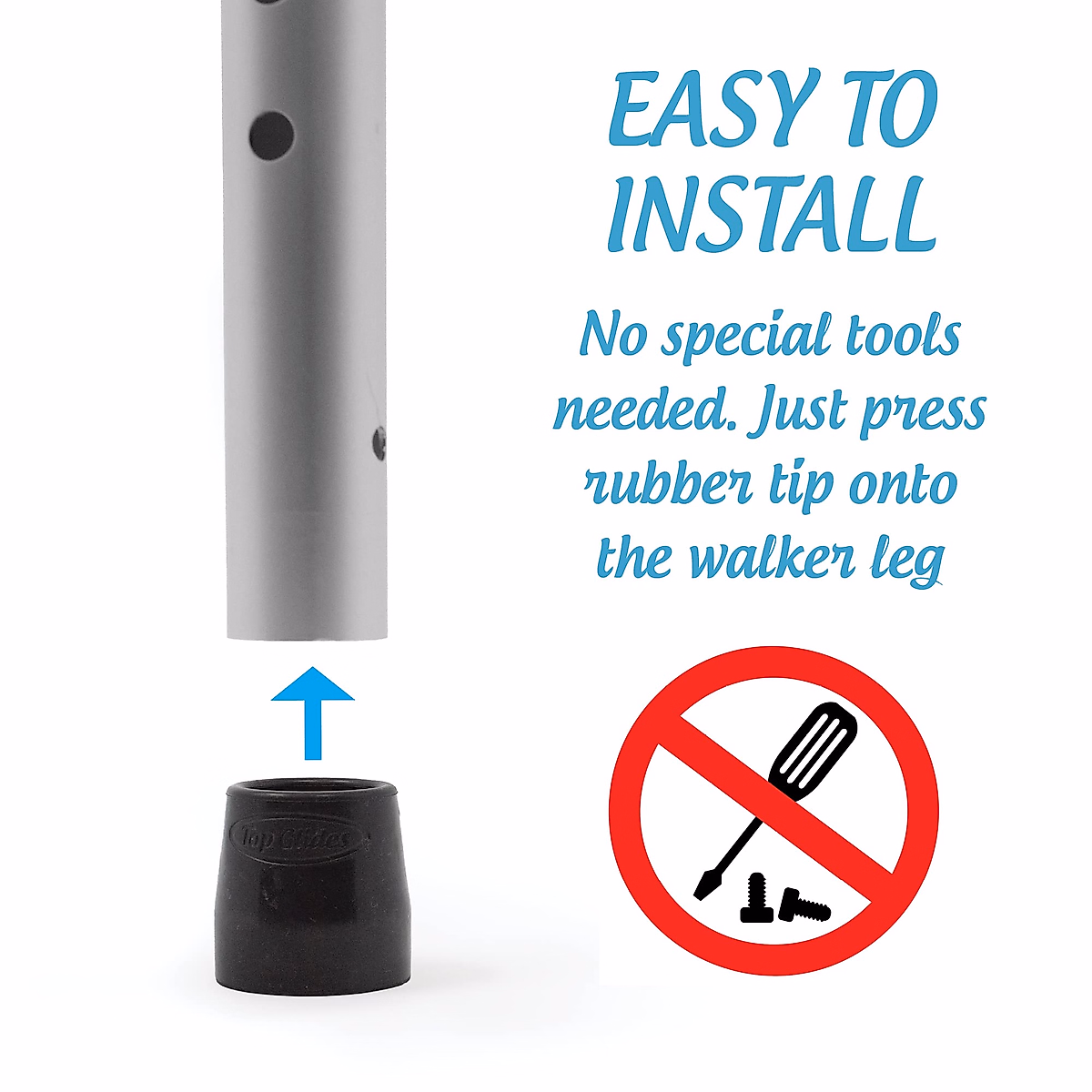 KIT: Top Glides Universal Walker Replacement Legs with Rubber Tips (Black)