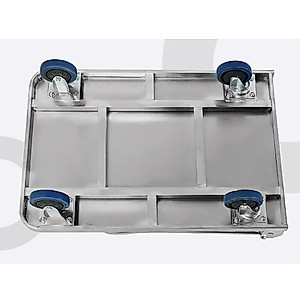 Push Cart Dolly Platform Truck Stainless Steel Moving Hand Cart with Wheels and Handle for Home Office Warehouse Factory 440lbs Weight Capacity Platform Truck (Size : 304)