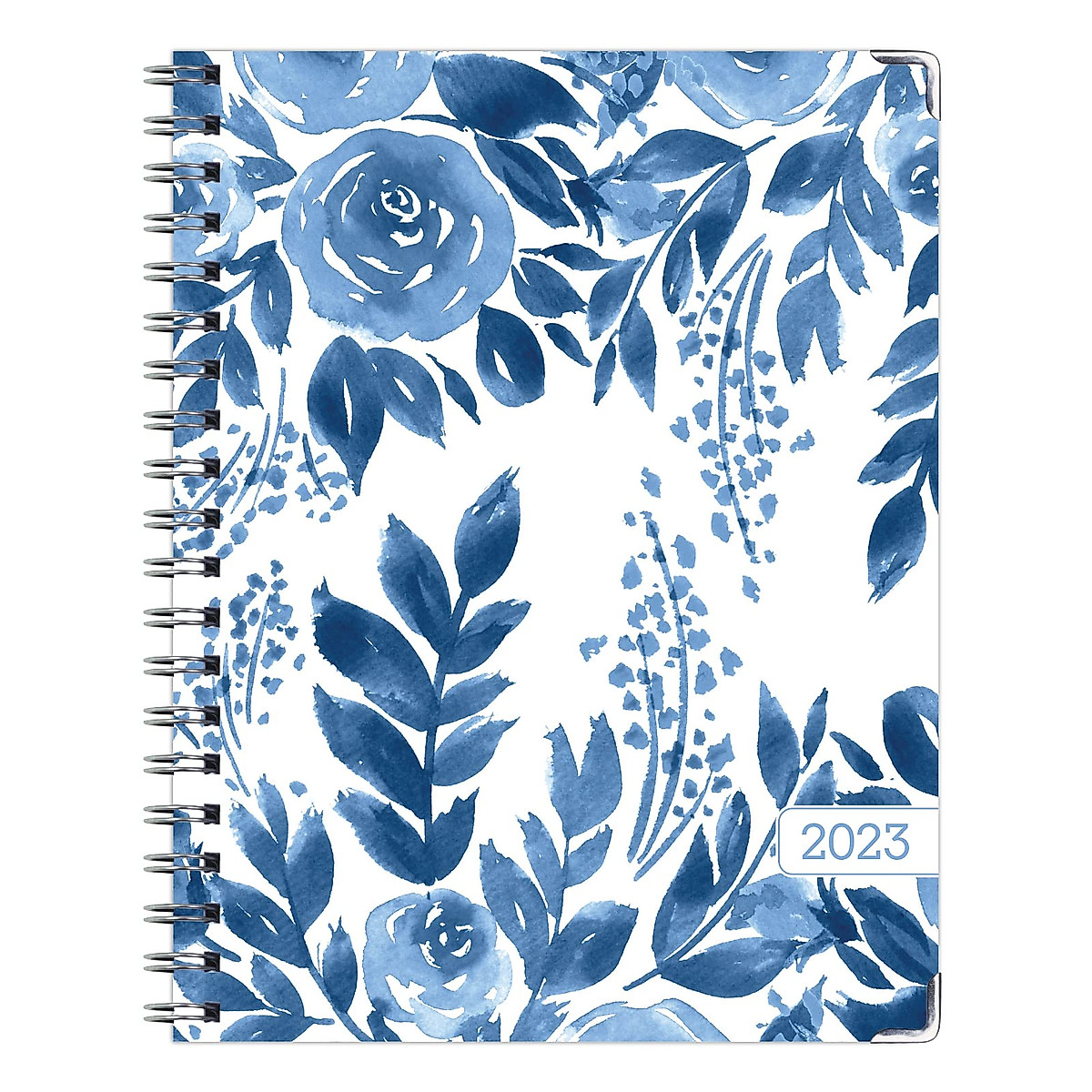 HARDCOVER 2023 Planner: (November 2022 Through December 2023) 8.5"x11" Daily Weekly Monthly Planner Yearly Agenda. Bookmark, Pocket Folder and Sticky Note Set (Blue Bloom)