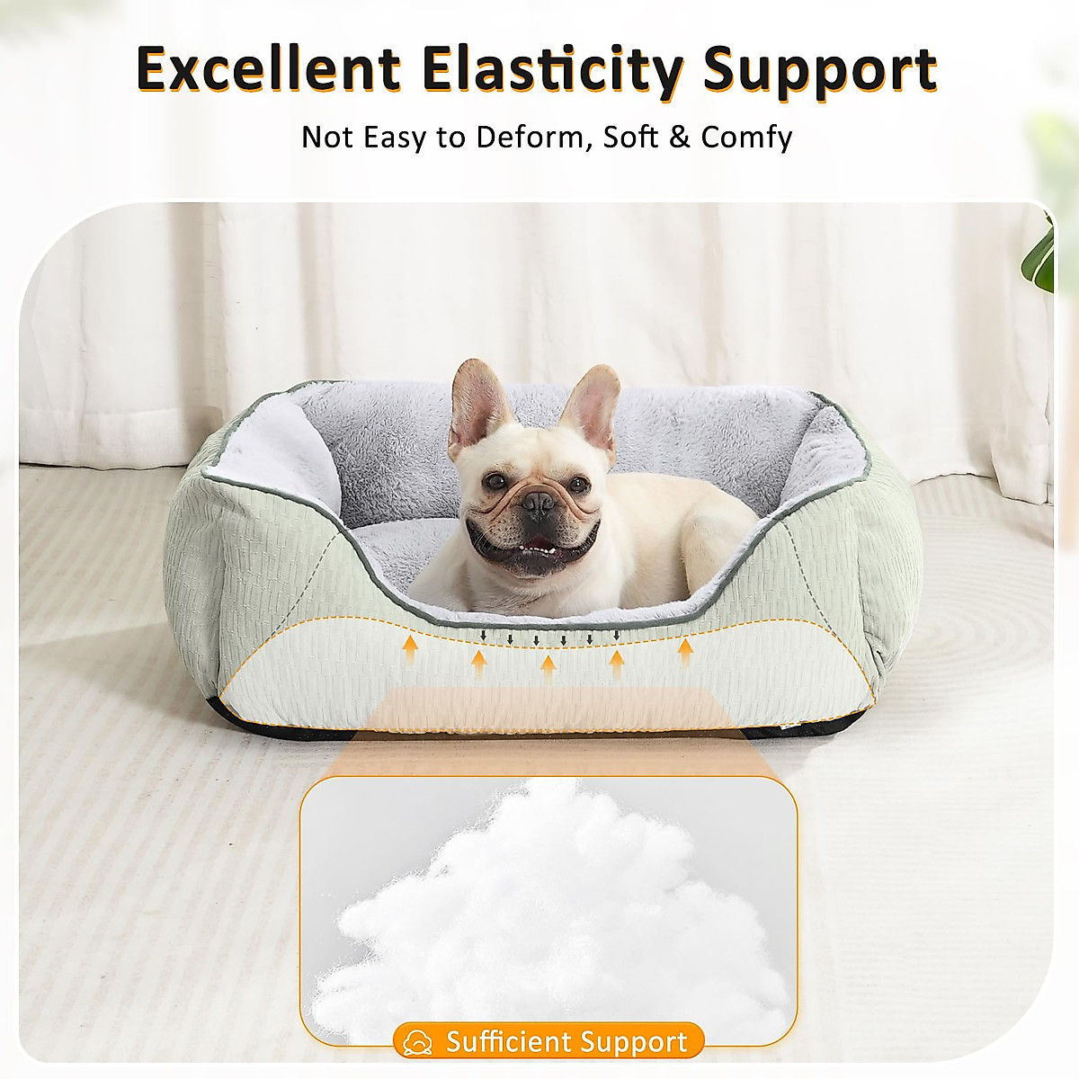 FURTIME Medium Dog Beds for Medium Dogs, Rectangle Washable Dog Bed, Orthopedic Dog Bed Soft and Comfy Calming Puppy Bed Waterproof Dog Cuddler Sofa Pet Bed with Anti-Slip Bottom M(25''x21''x8'')