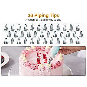 Kootek 42pcs Piping Bags and Tips Set, Cake Decorating Supplies Kits for Baking with 36 Numbered Frosting Icing Tips, 2 Reusable Pastry Bags, Easy Carry Storage Box and Other Baking Tools