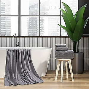 4 Pack Large Bath Towels Set 35"x70" Grey Oversized Bath Sheet Chair Towels, 600 GSM Ultra Soft & Absorbent Towels for Bathroom, Quick Dry Towel for Gym Hotel Camp Pool