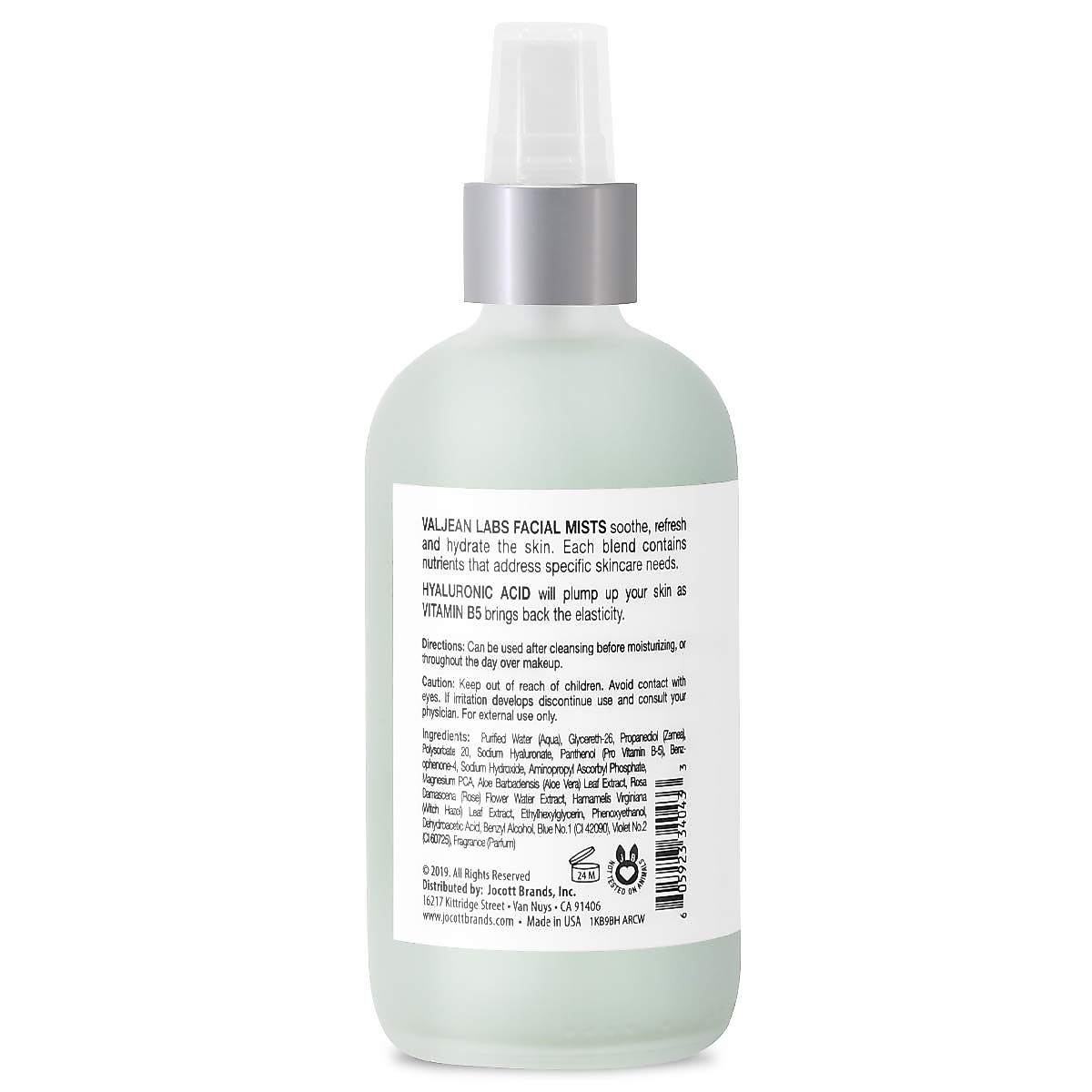 Valjean Labs Face Mist - Hydrate | Hyaluronic Acid + Vitamin B5 | Helps to Hydrate and Plump Skin and Restore Elasticity | Paraben Free, Cruelty Free, Made in USA (4 oz)